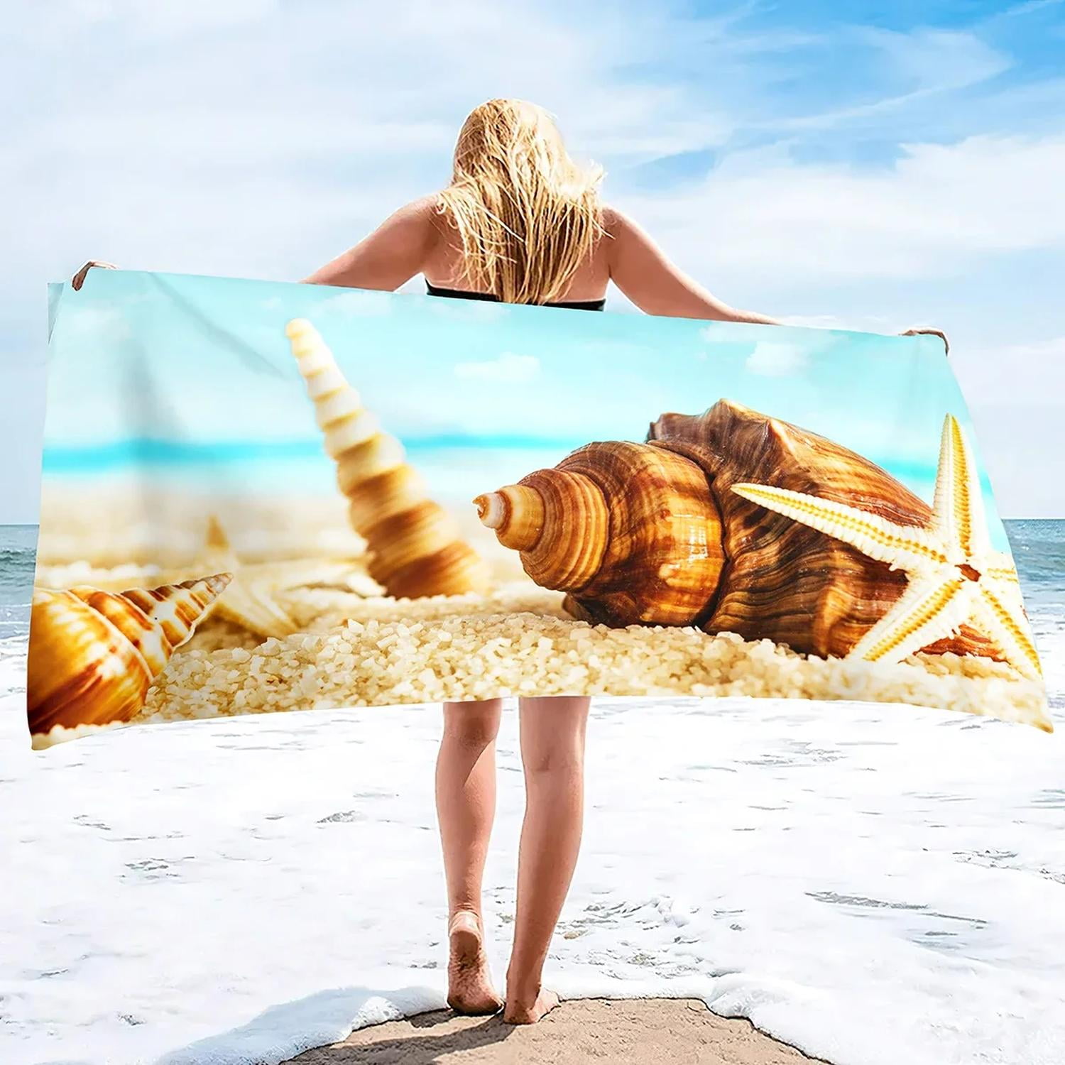 Beach Seashell Starfish Sea Ocean Wave Summer Bathroom Ultra Soft Sand ...