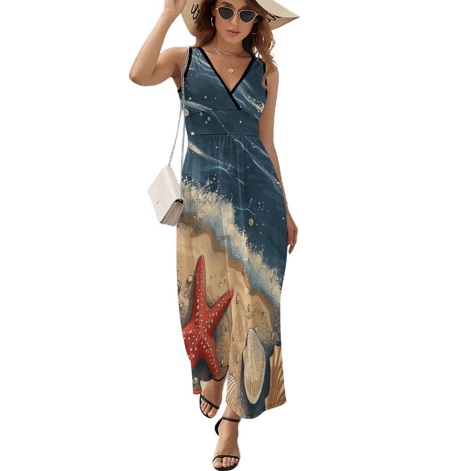 Beach Seashell Starfish Sleeveless Dress Female Clothing Dress Women ...