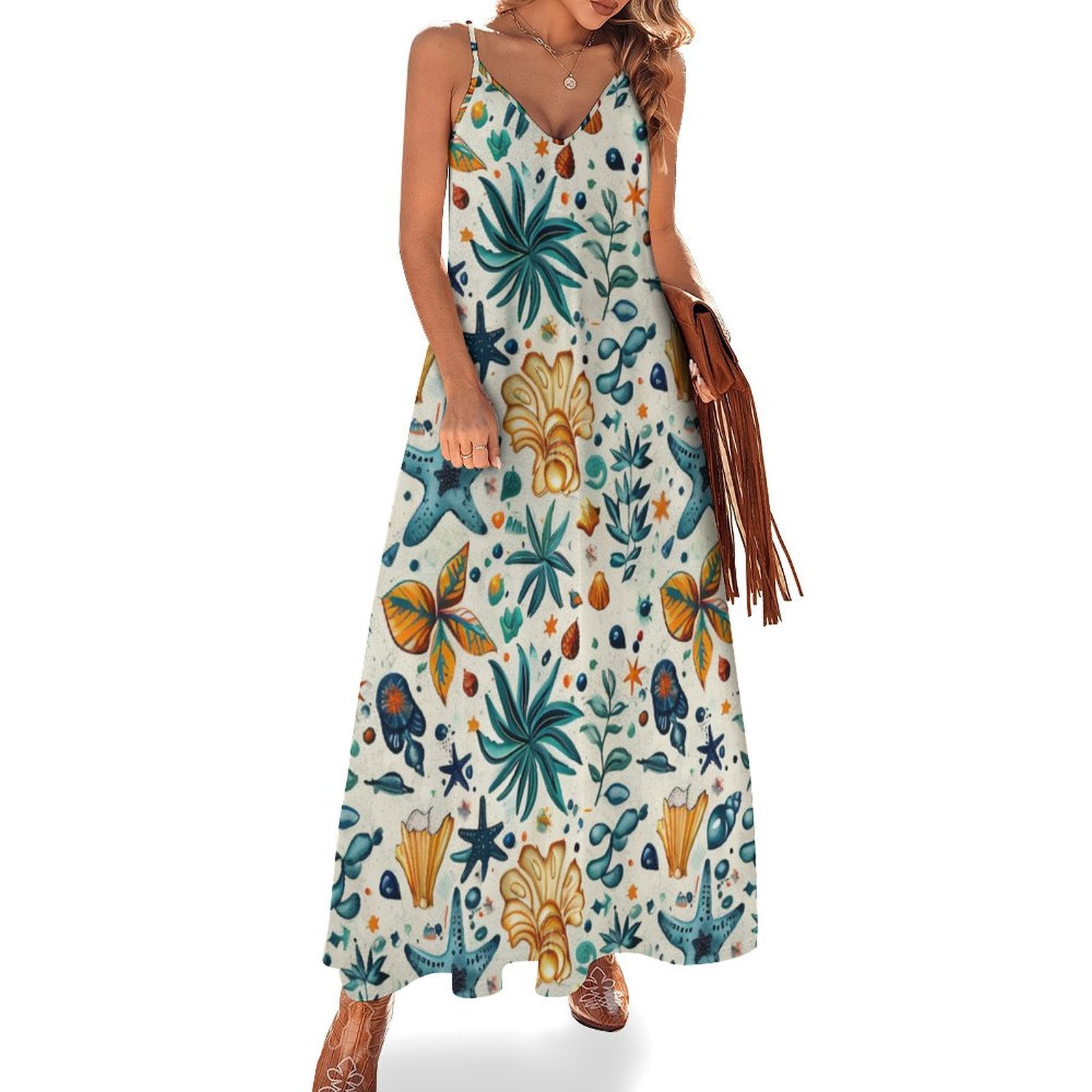 Beach Seashell Starfish Sleeveless Dress Woman Fashion Long Dresses ...