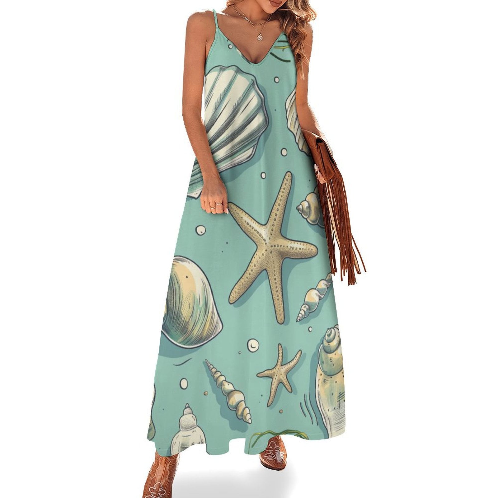 Beach Seashell Starfish Sleeveless Dress Women's Luxury Party Dress ...