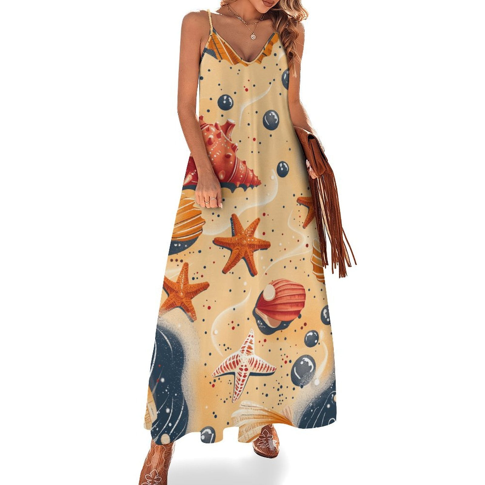Beach Seashell Starfish Sleeveless Dress Women's Luxury Party Dress ...