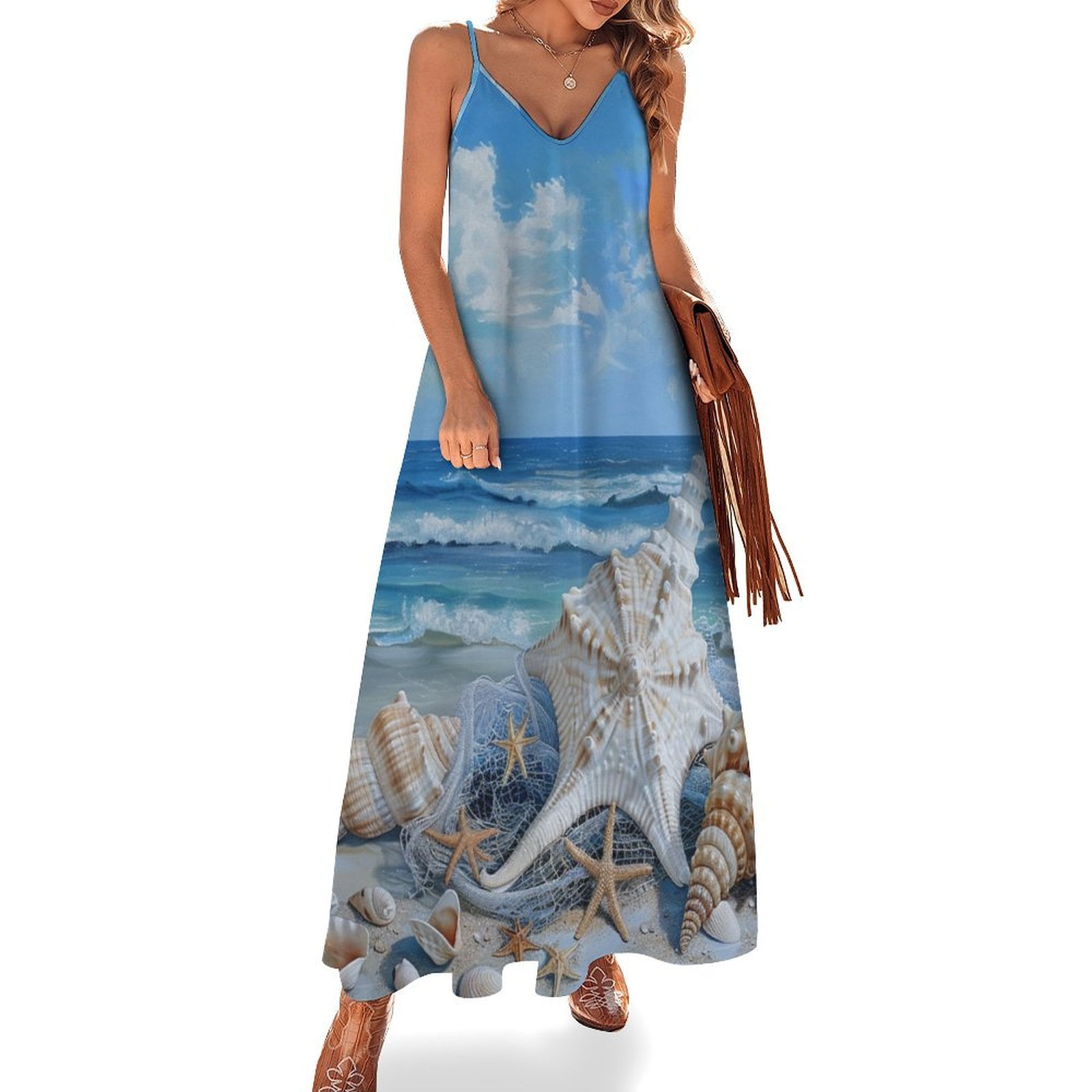 Beach Seashell Starfish Sleeveless Dress Women's Luxury Party Dress ...