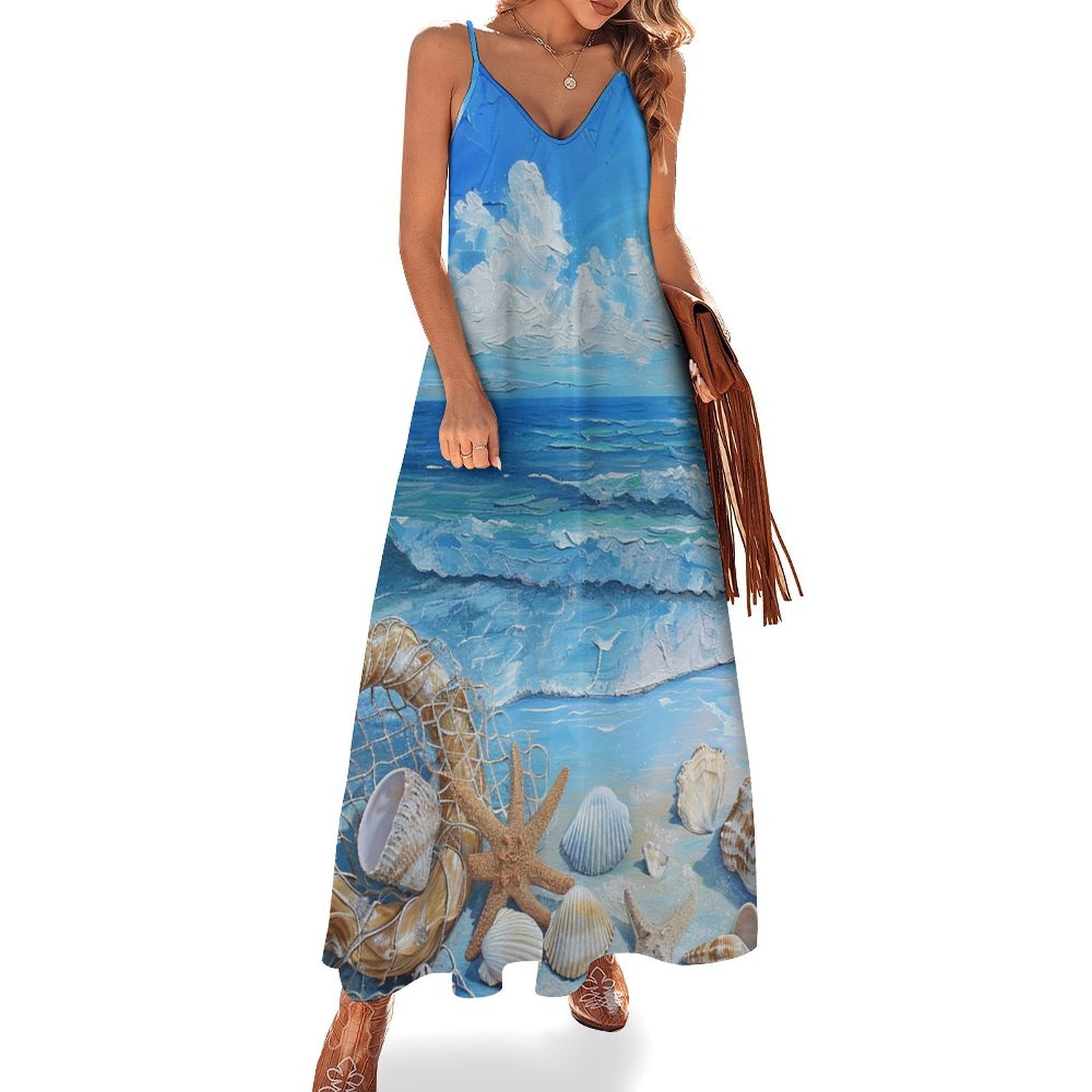 Beach Seashell Starfish Sleeveless Dress Women's Luxury Party Dress ...