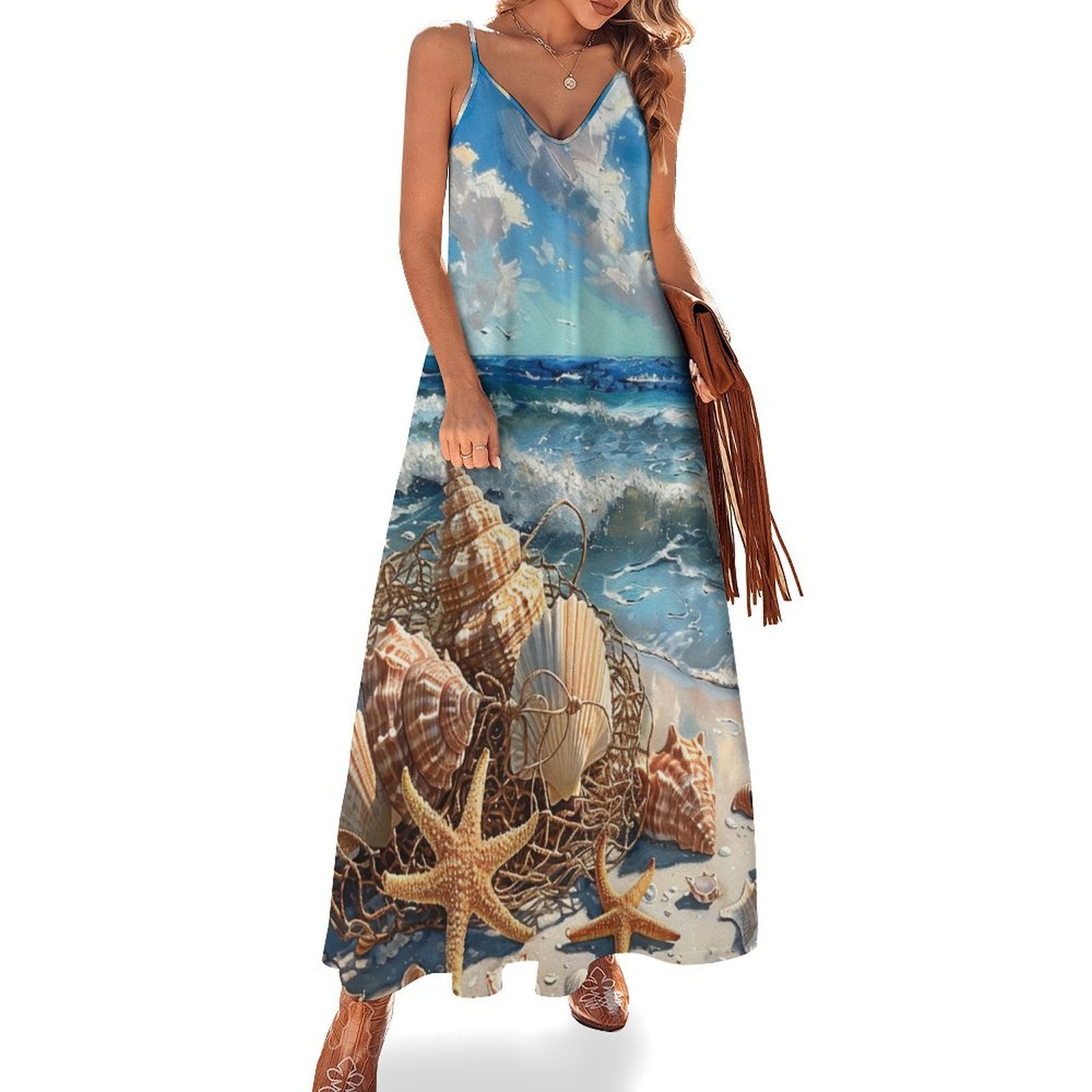 Beach Seashell Starfish Sleeveless Dress for Women Clothing Female ...