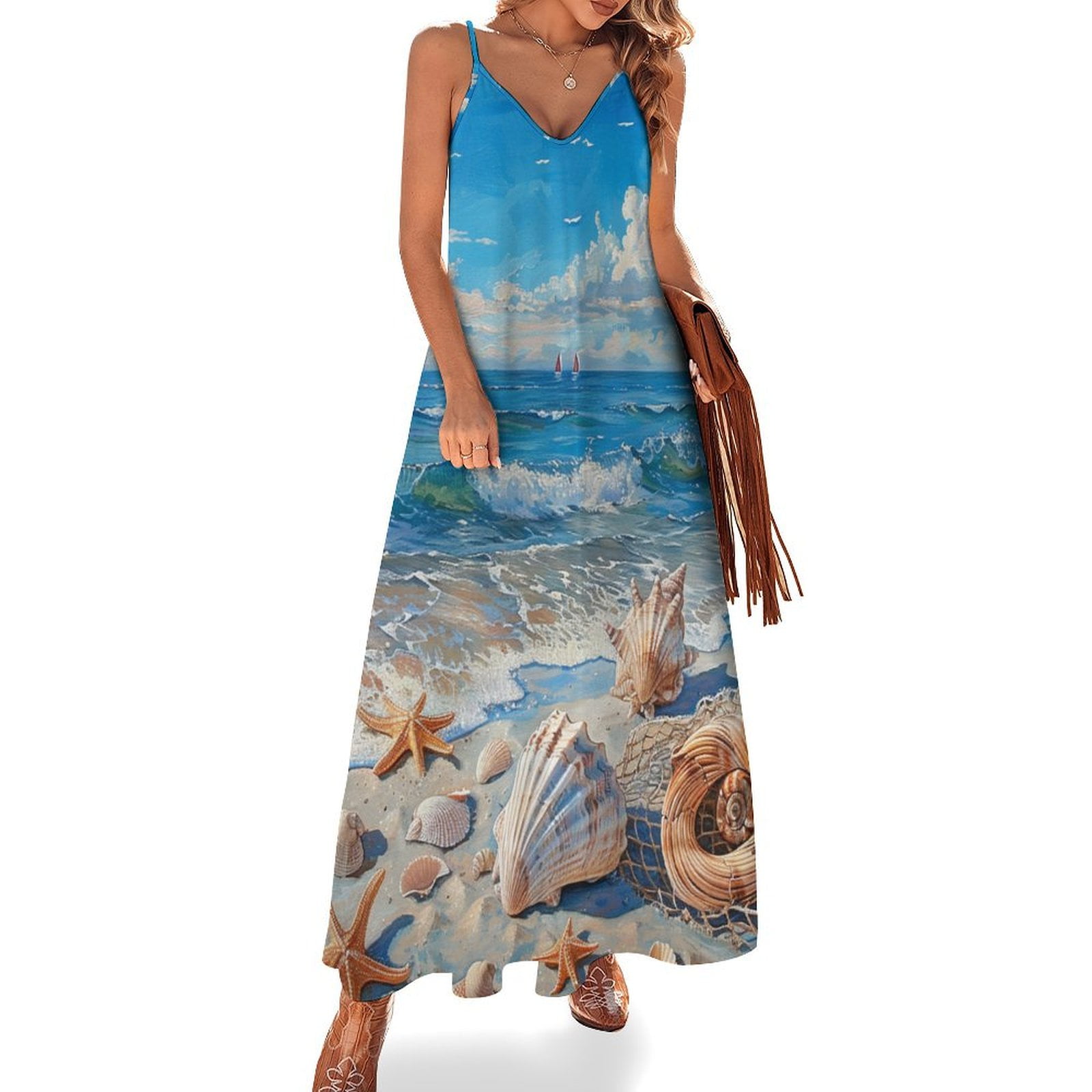 Beach Seashell Starfish Sleeveless Dress for Women Clothing Female ...