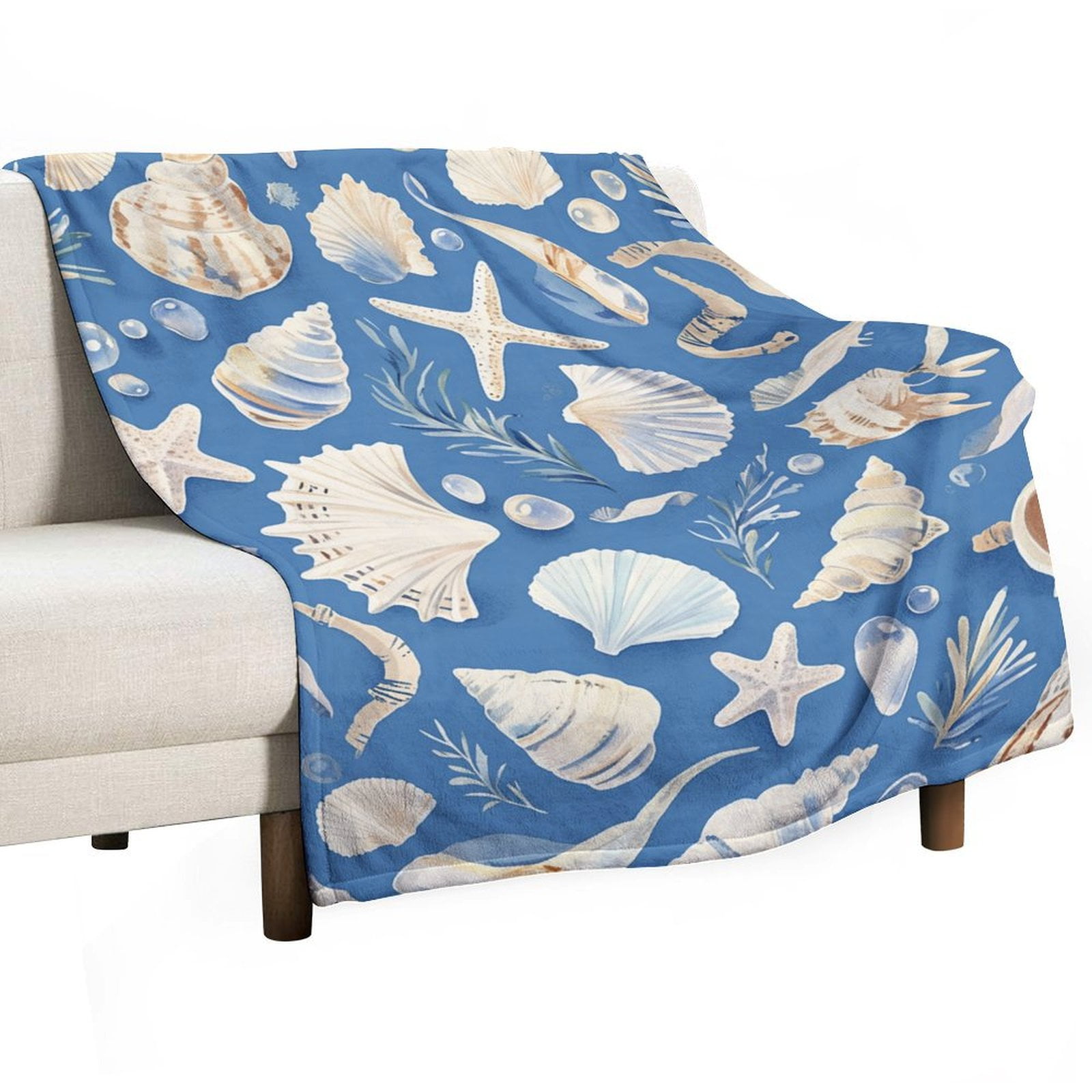 Beach Seashell Starfish Soft Print Blanket Throw Blankets Warm Cozy ...