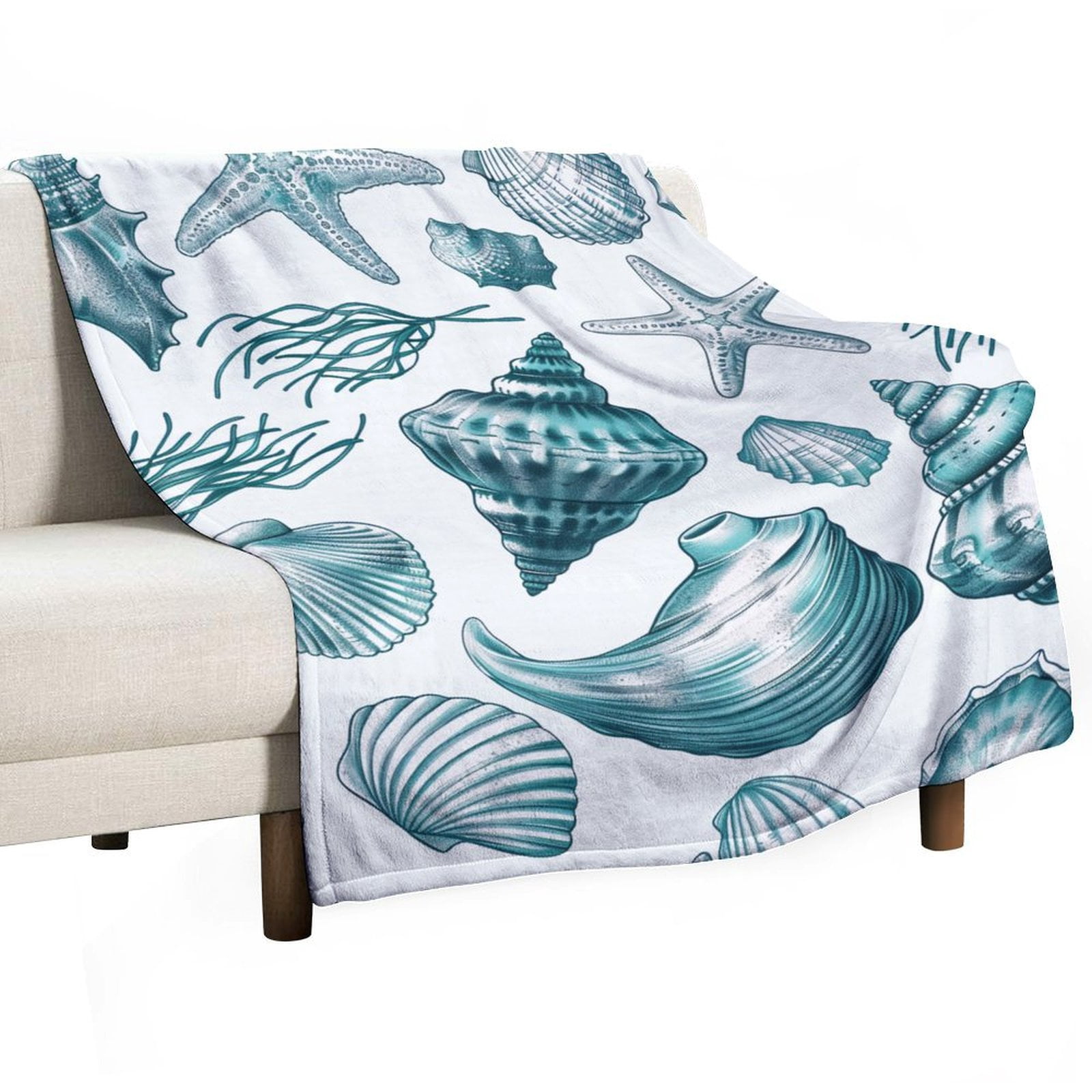 Beach Seashell Starfish Soft Print Blanket Throw Blankets Warm Cozy ...