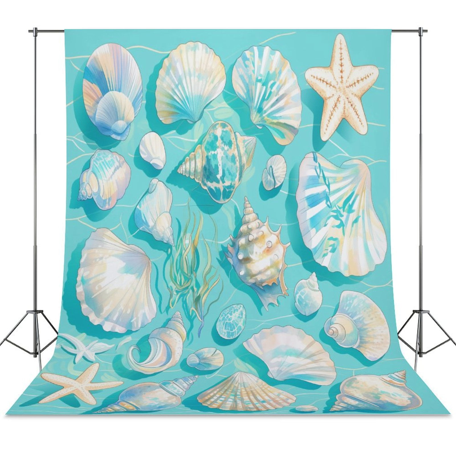 Beach Seashell Starfish Spring Wall Backdrop Background Floral ...