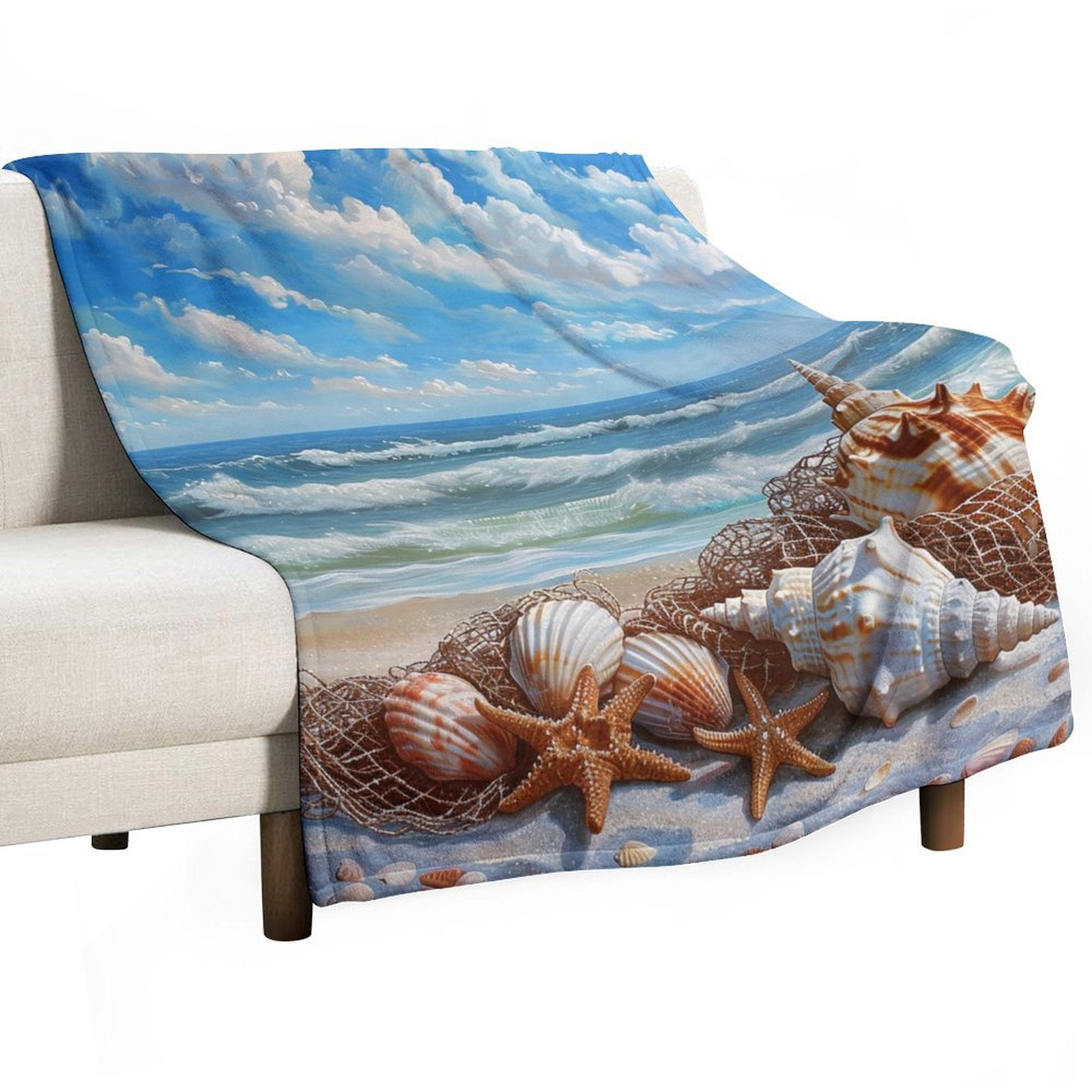 Beach Seashell Starfish Throw Blanket for Women, Men & Kids - Super ...
