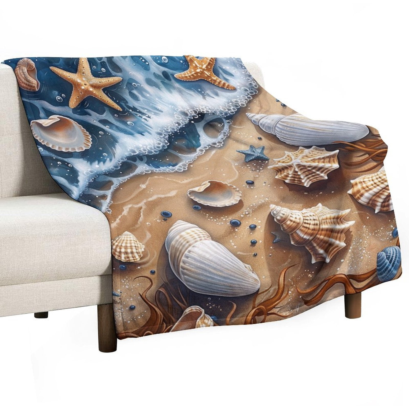 Beach Seashell Starfish Throw Blanket for Women, Men & Kids - Super ...