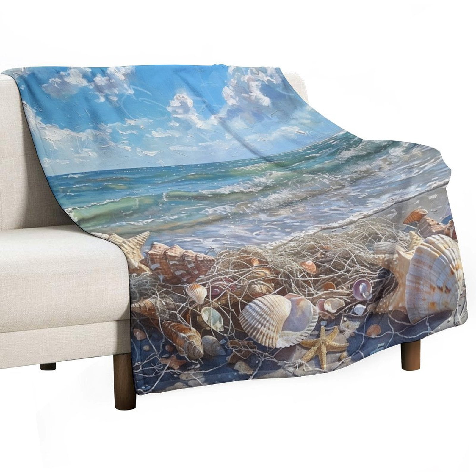 Beach Seashell Starfish Throw Blanket for Women, Men - Super Soft Plush ...
