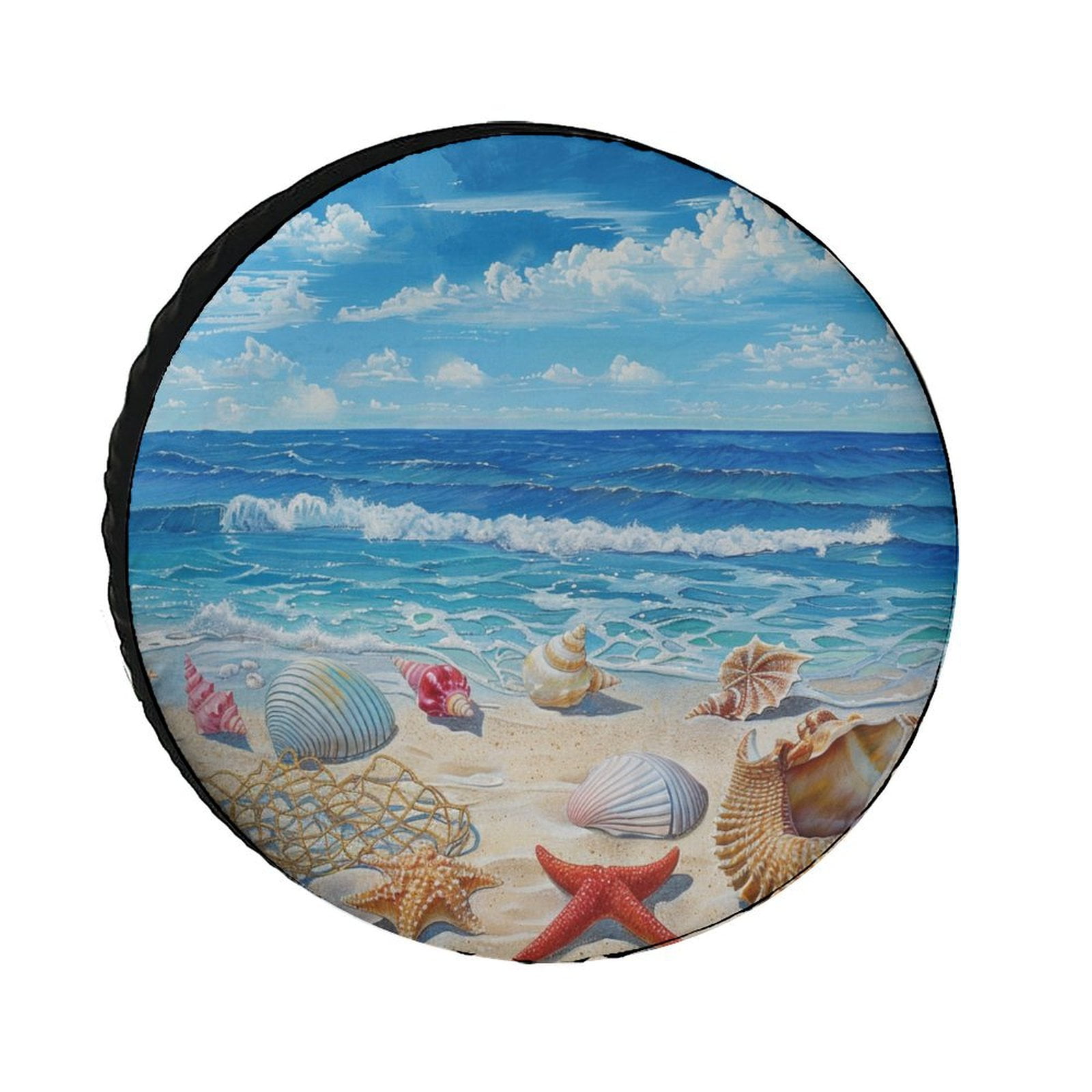 Beach Seashell Starfish Tire Cover Waterproof Dust-Proof Universal Wheel Camper Spare Tire Cover ...