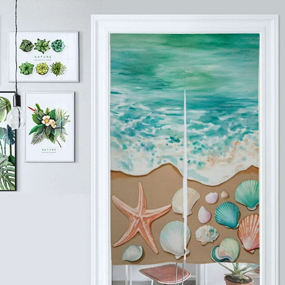Beach Seashell Waves Art Door Curtain Nordic Living Room DoorCurtain ...
