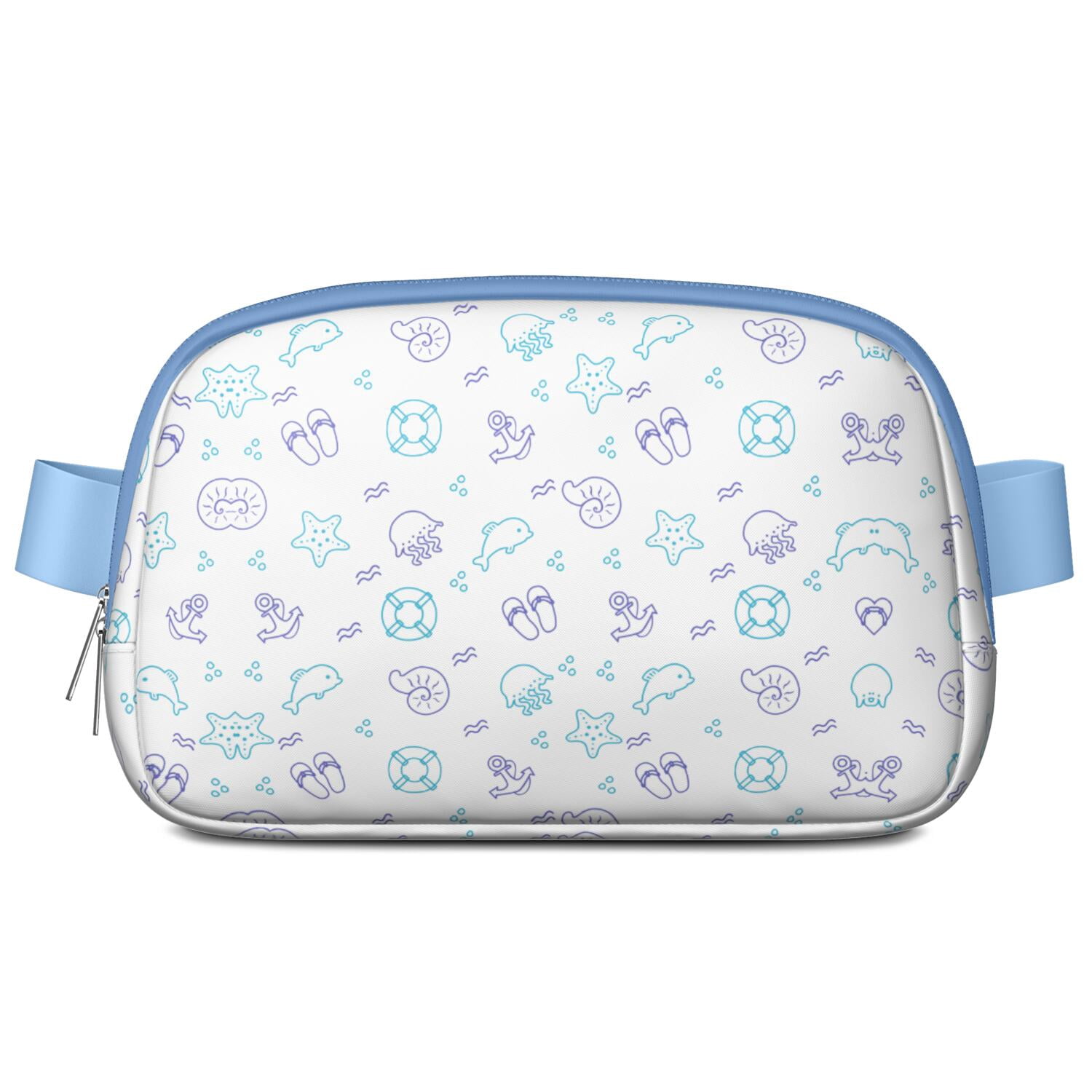Beach Seashells Fanny Pack – Tropical Nautical Waist Bag with Coral and ...