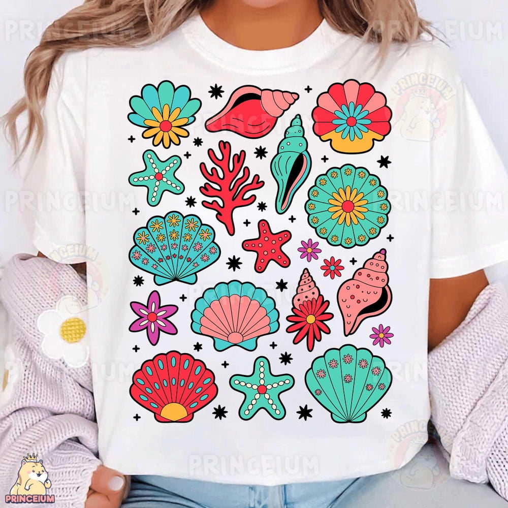 Beach Seashells Shirt Bundle, Cute Summer Starfish Shirt, Ocean Floral ...