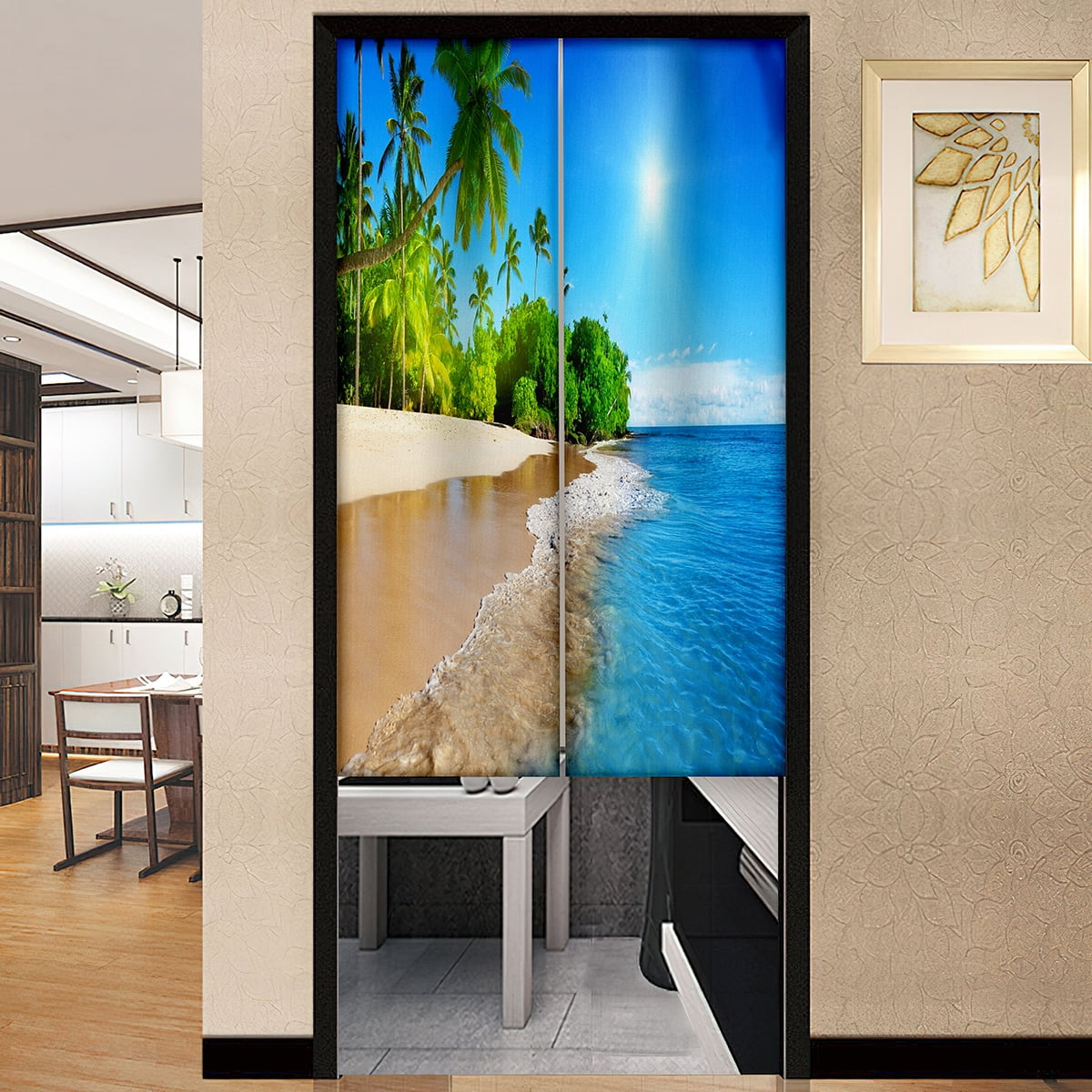 Beach Seashells Star Door Curtain Household Kitchen No Punching ...