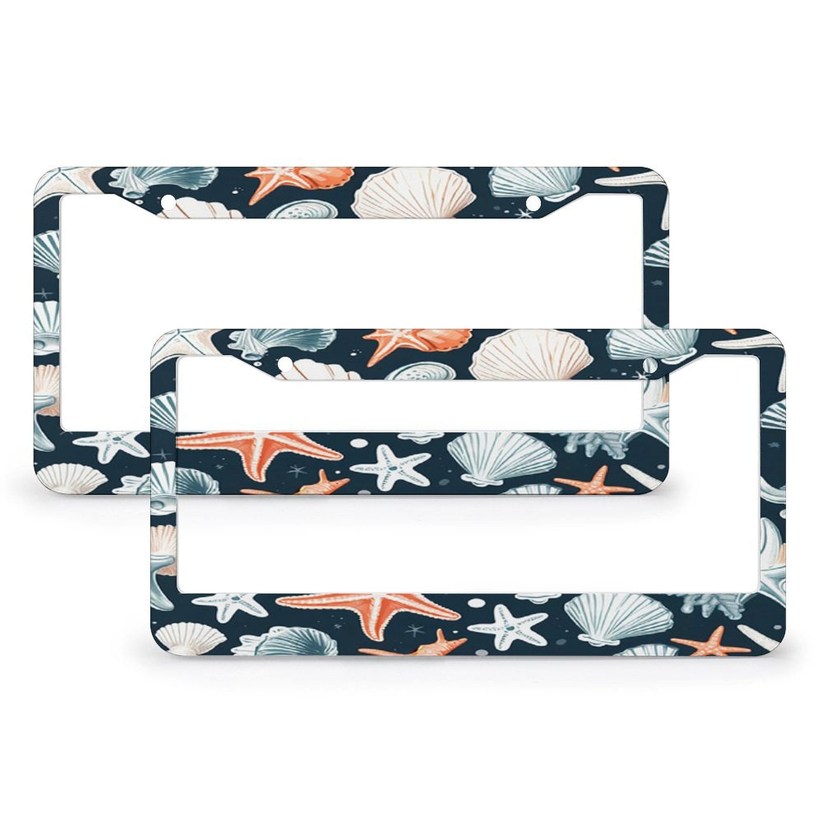 Beach Seashells Starfish Coral Marine Life Ocean License Plate Frame ...