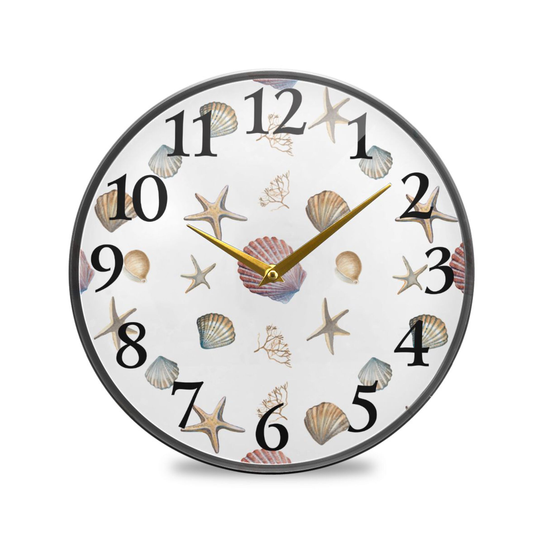 Beach Seastars Seashells Wall Clocks Battery Operated 11.9 Inch Round ...