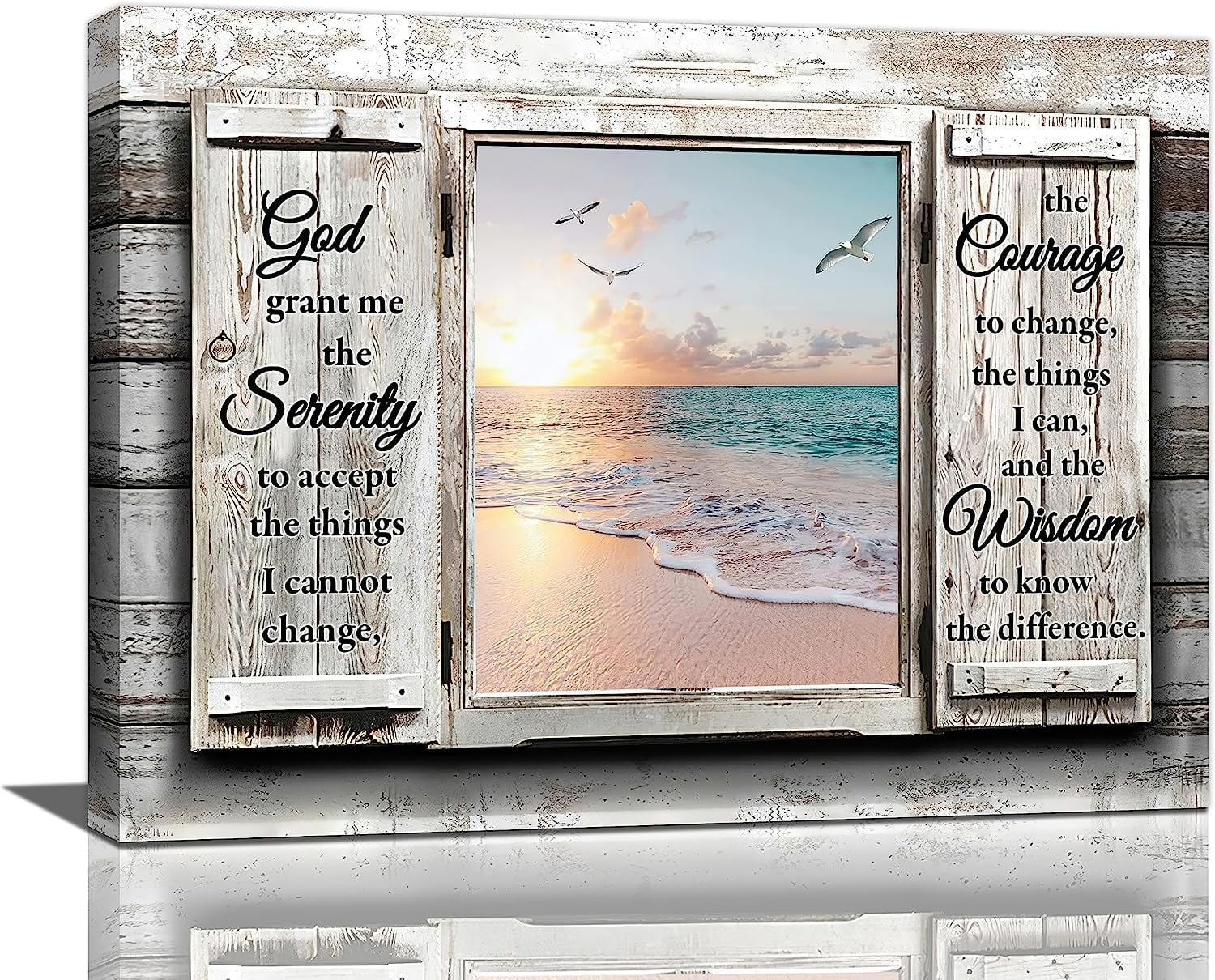 Beach Serenity Prayer Wall Art Coastal Country Farmhouse Canvas Prints ...