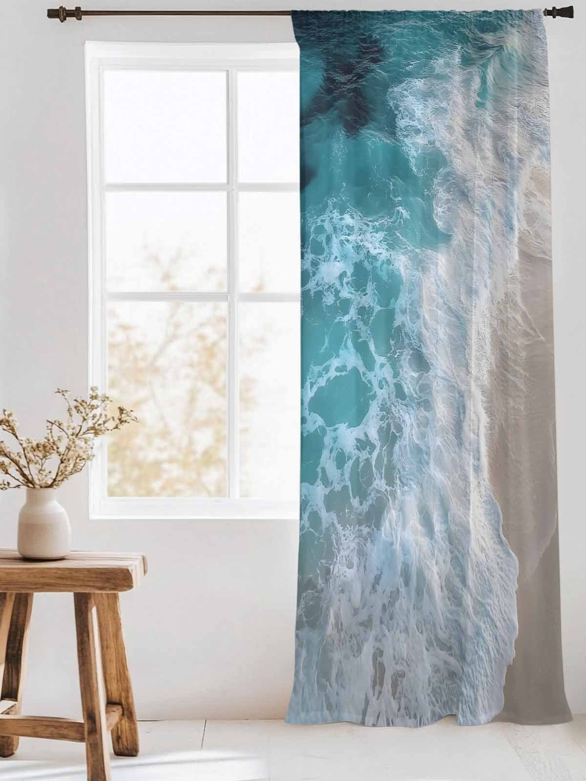 Beach Sheer Curtains 96 Inch Long 1 Panel Ocean Scenery Modern ...