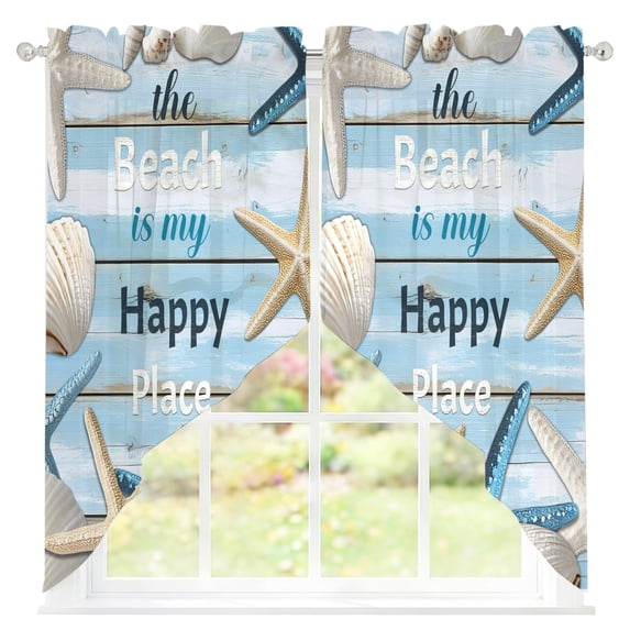 The Beach Sheer Curtains Swag Valances for Windows Is My Happy Place ...