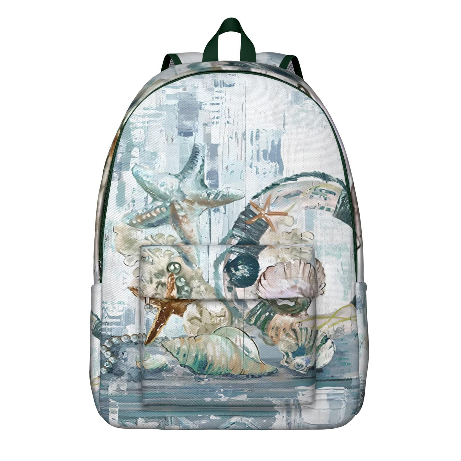 Beach Shell Backpack with Coral, Spiral Seashell & Starfish Print ...