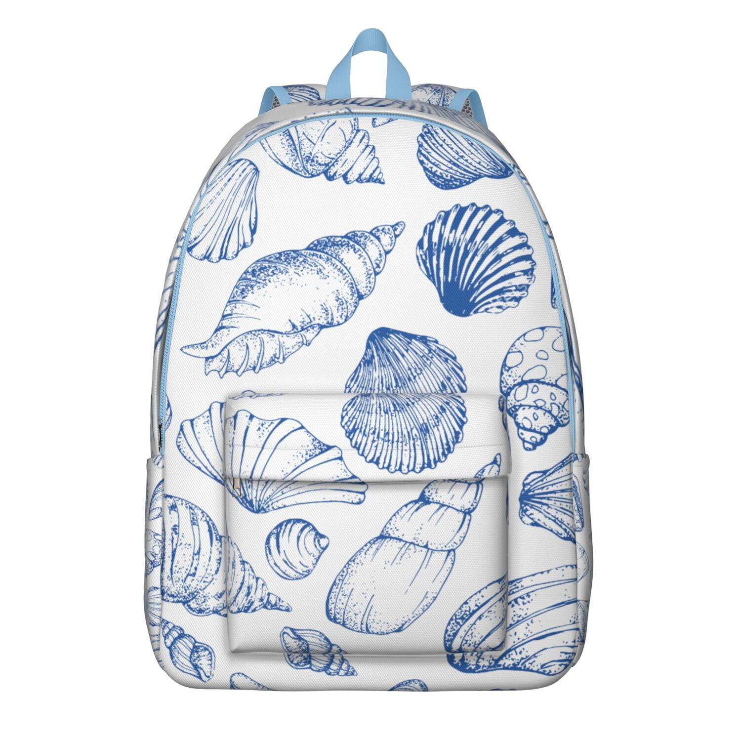 Beach Shell Backpack with Coral, Spiral Seashell & Starfish Print ...