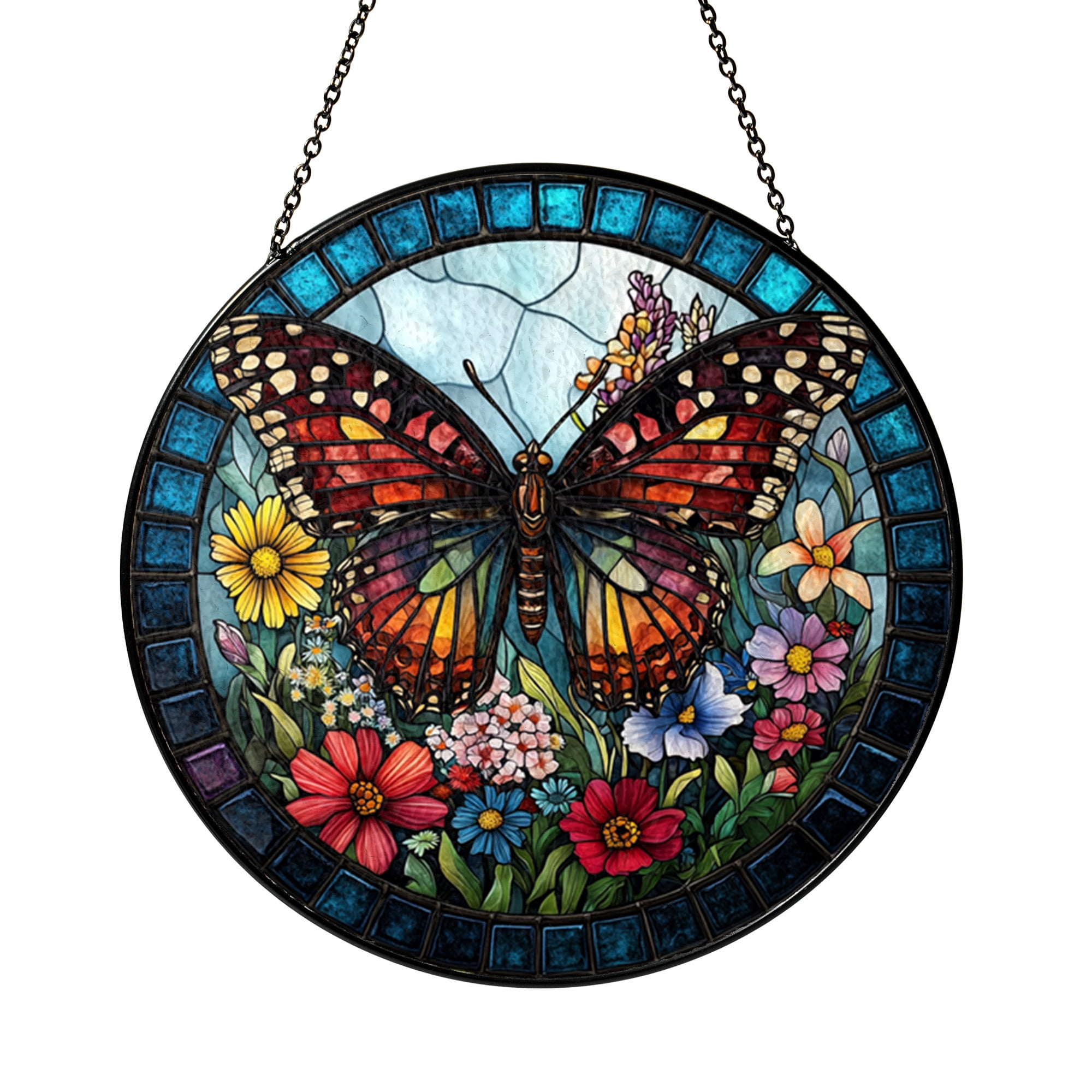 Beach Shell Coastal Scene Stained Glass Style Window Suncatcher ...