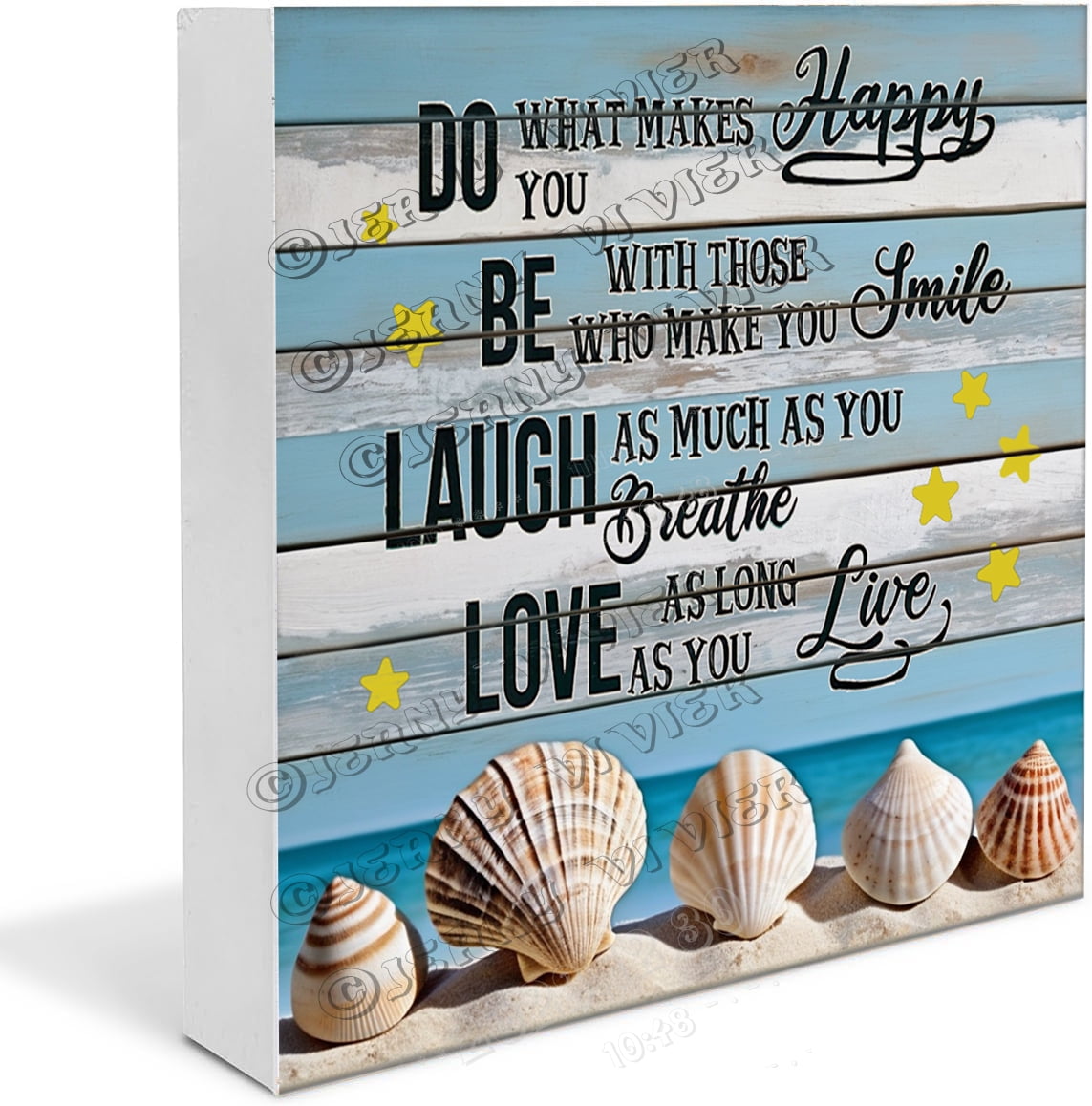 Beach Shell Inspirational Quote Decor Box Sign Wooden Signs for Home ...