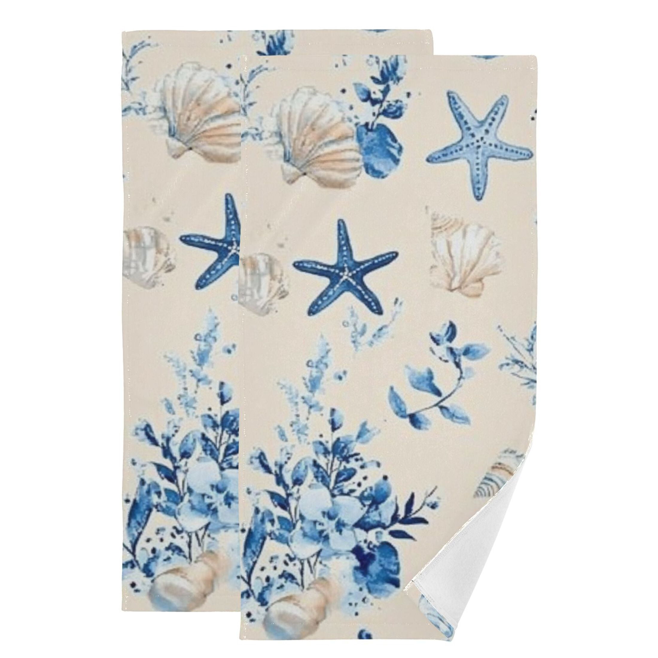 Beach Shell Print Hand Towel Absorbent Bath Towels for Bathroom Sports ...