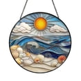 Beach Shell Scene Decorative Window Hanging – Stained Glass Style ...