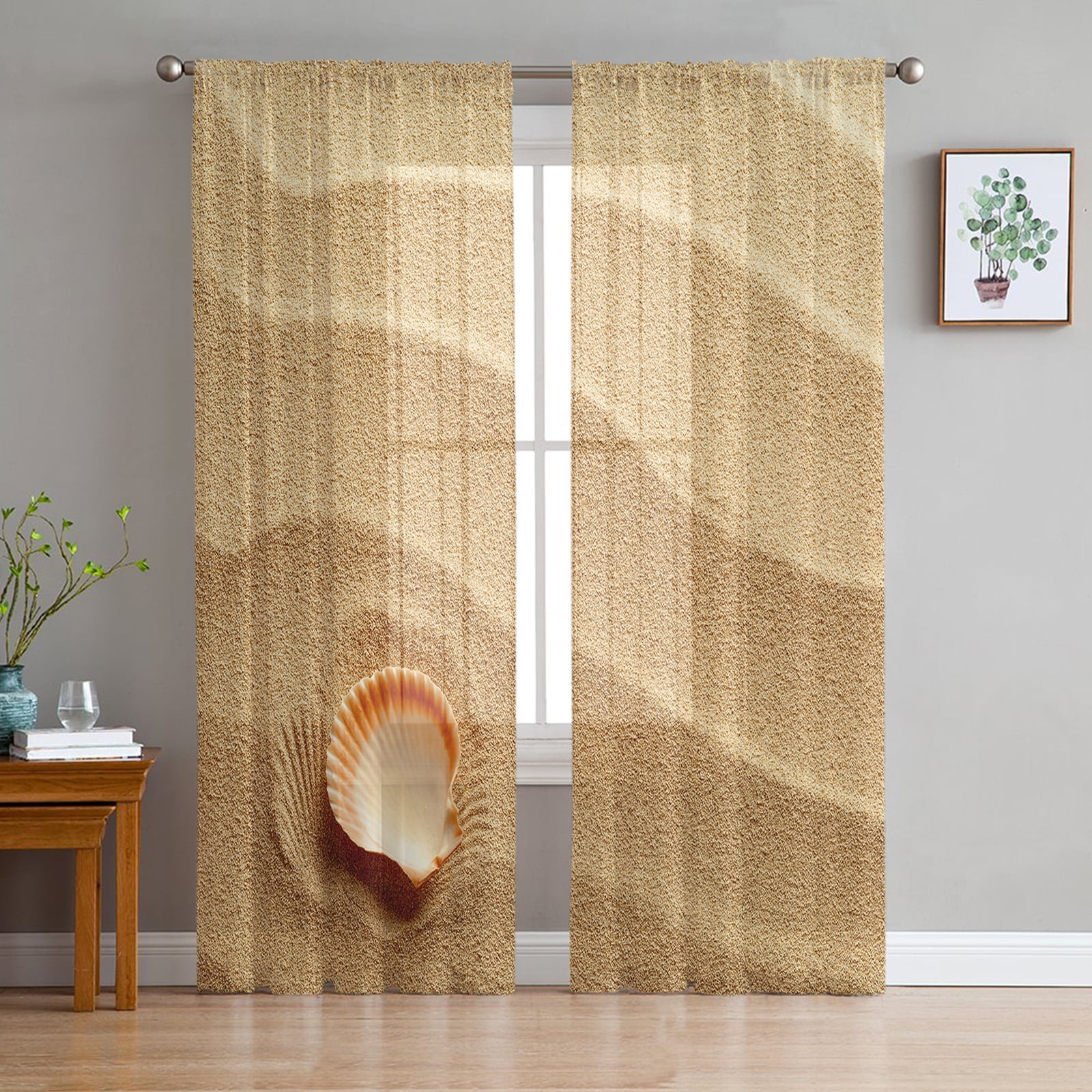 Beach Shell StarTulle Curtains for Living Room Bedroom Decor Chiffon ...