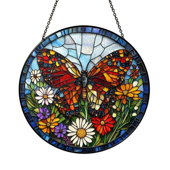 Beach Shell Sunset Stained Glass Style Suncatcher, Ocean Shell Window ...