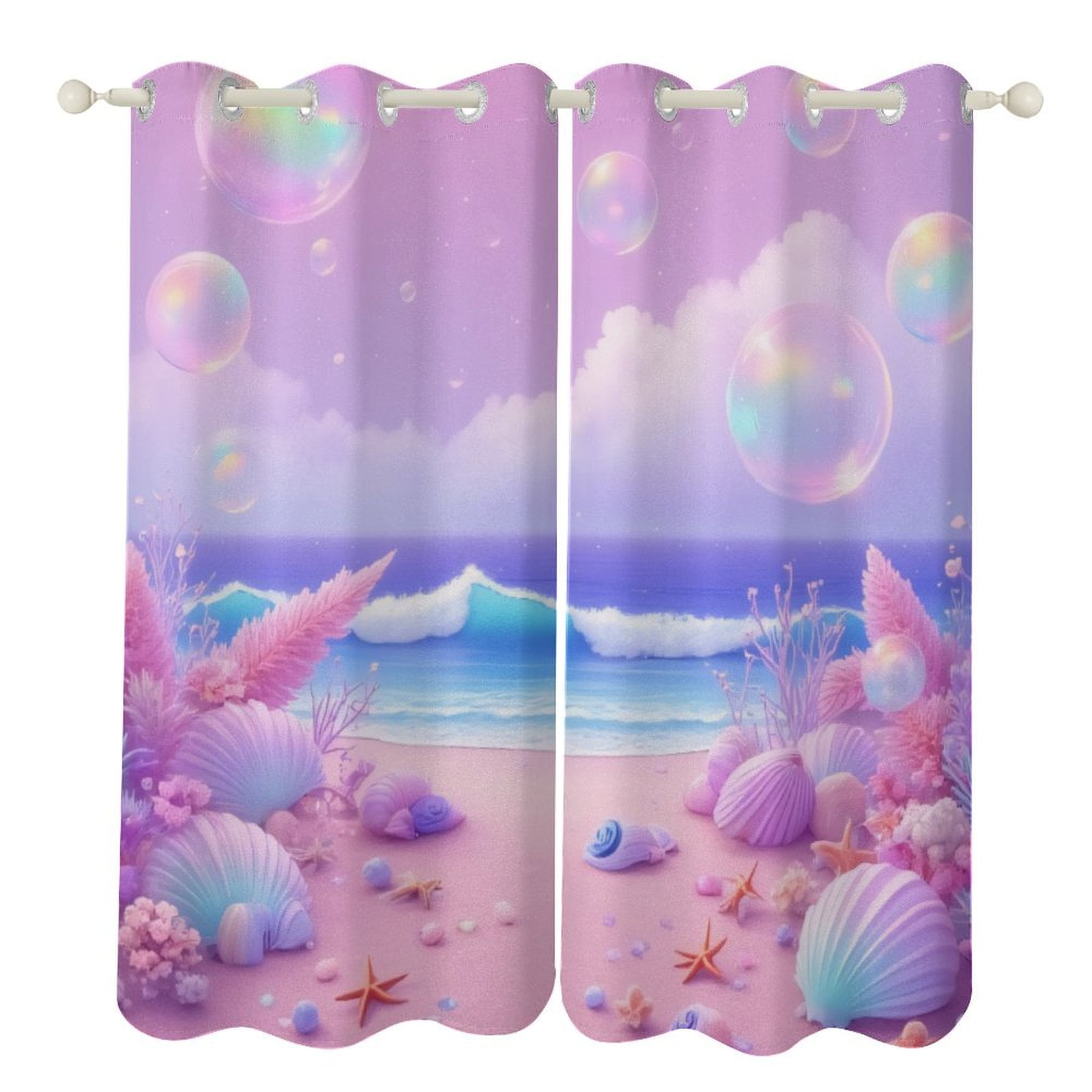 Beach Shells And Bubbles Blackout Window Curtains for Bedroom Living ...