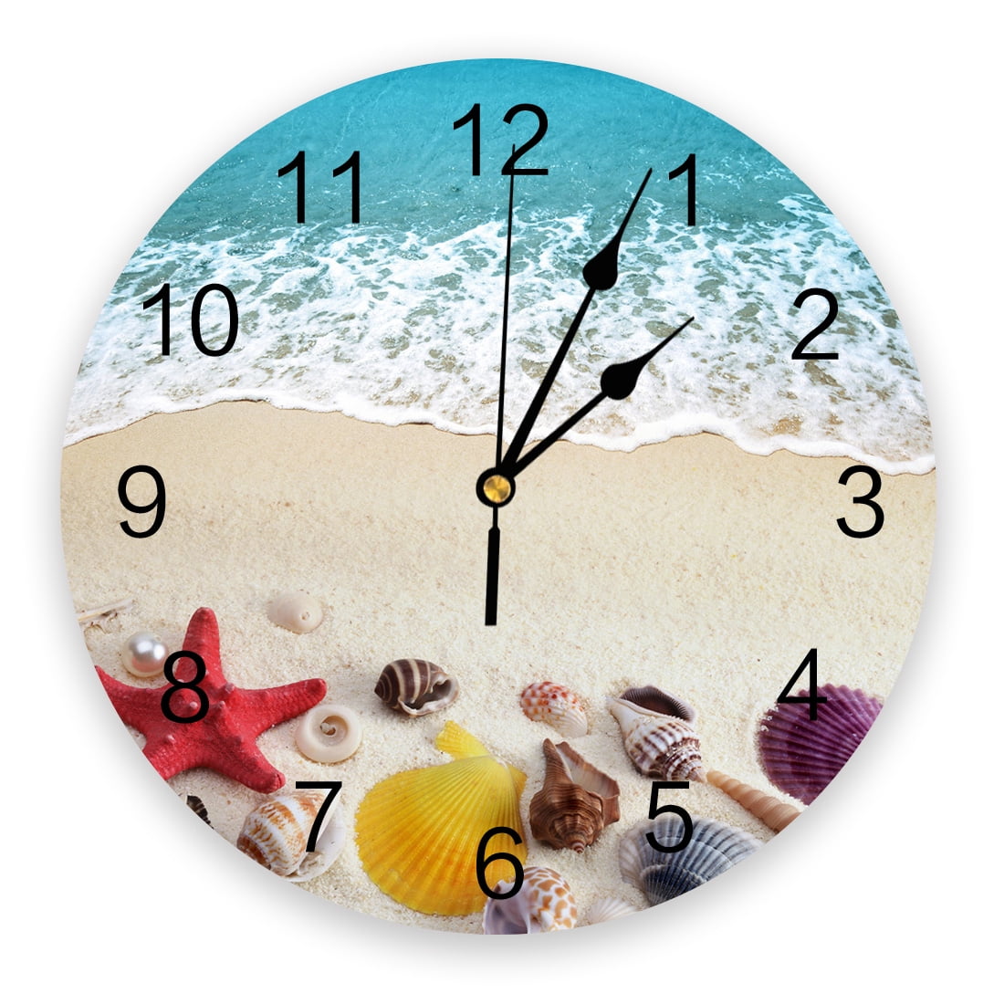 Beach Shells Conch Star Bedroom Wall Clock Large Modern Kitchen Dinning ...