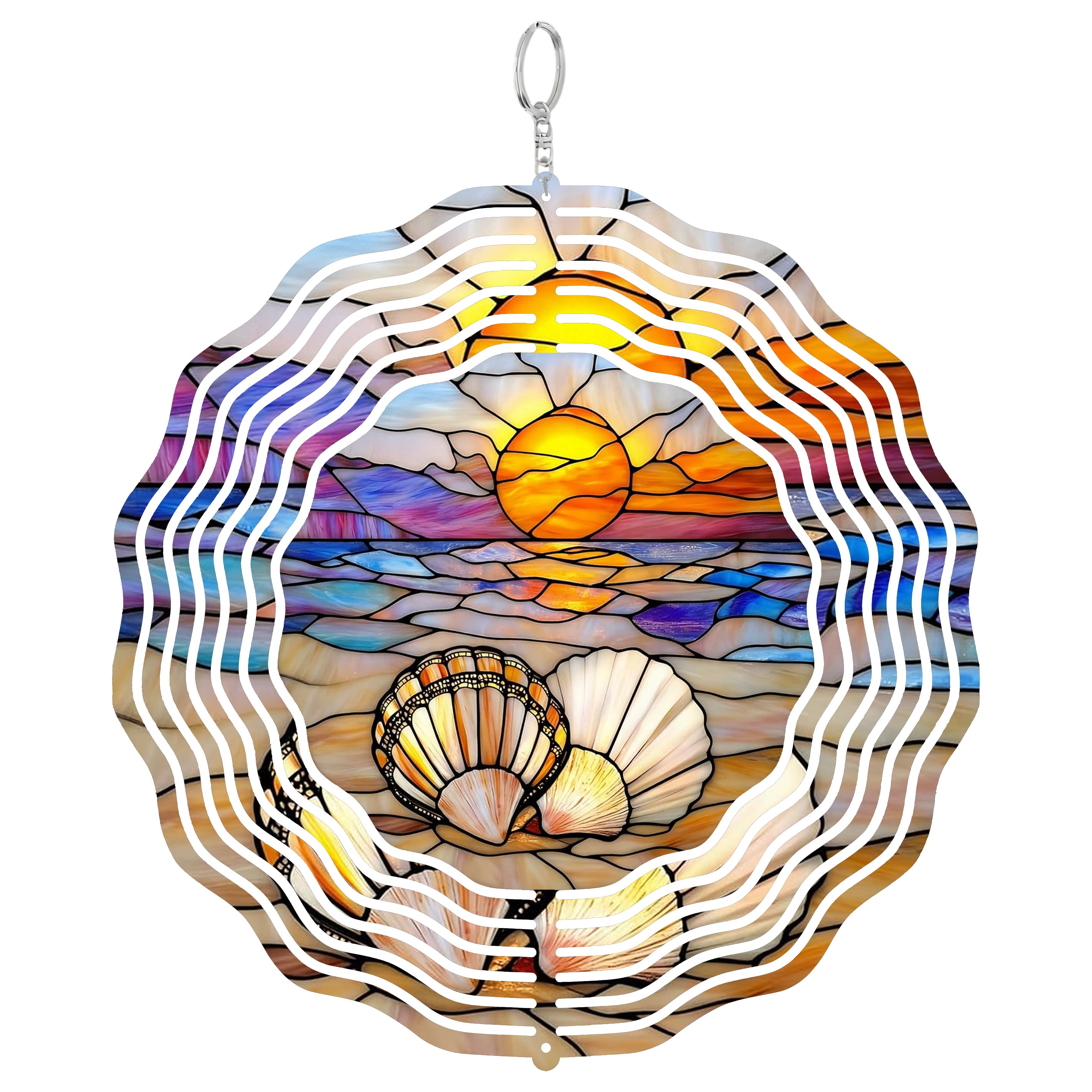 Beach Shells Metal Wind Spinner, Coastal Ocean Yard Panel (Style B ...