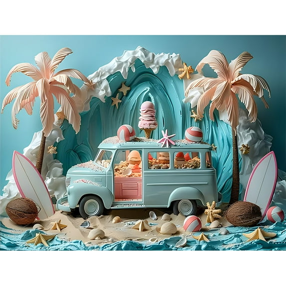 Beach Shells Sailboat Sea Happy Birthday Photography Background ...