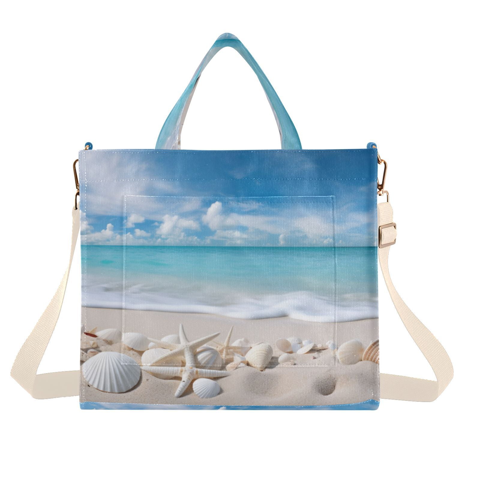 Beach Shells Sea Corduroy Tote Bag Handbag Large Messenger Bag Shoulder ...