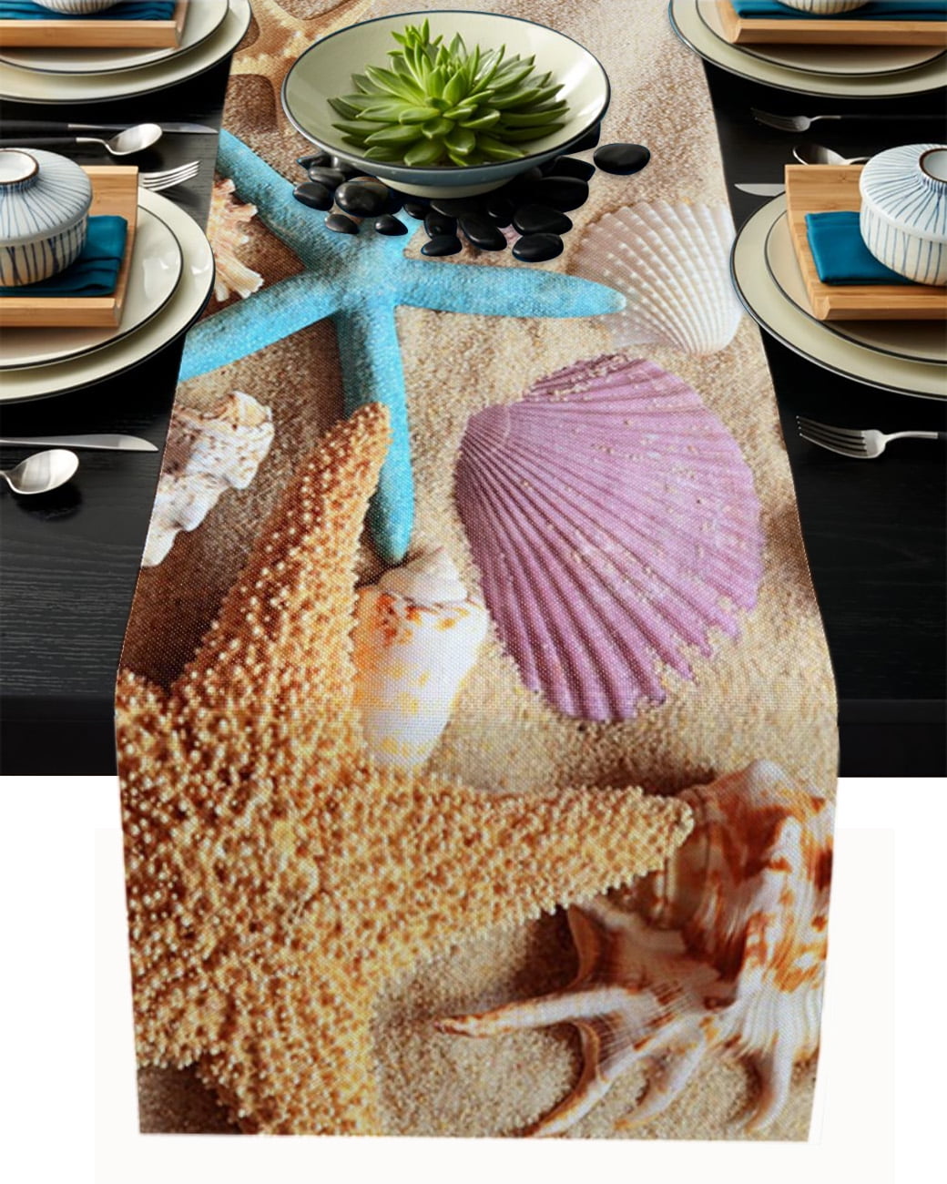 Beach Shells Star Table Runner Wedding r Table Cover ration Holiday ...