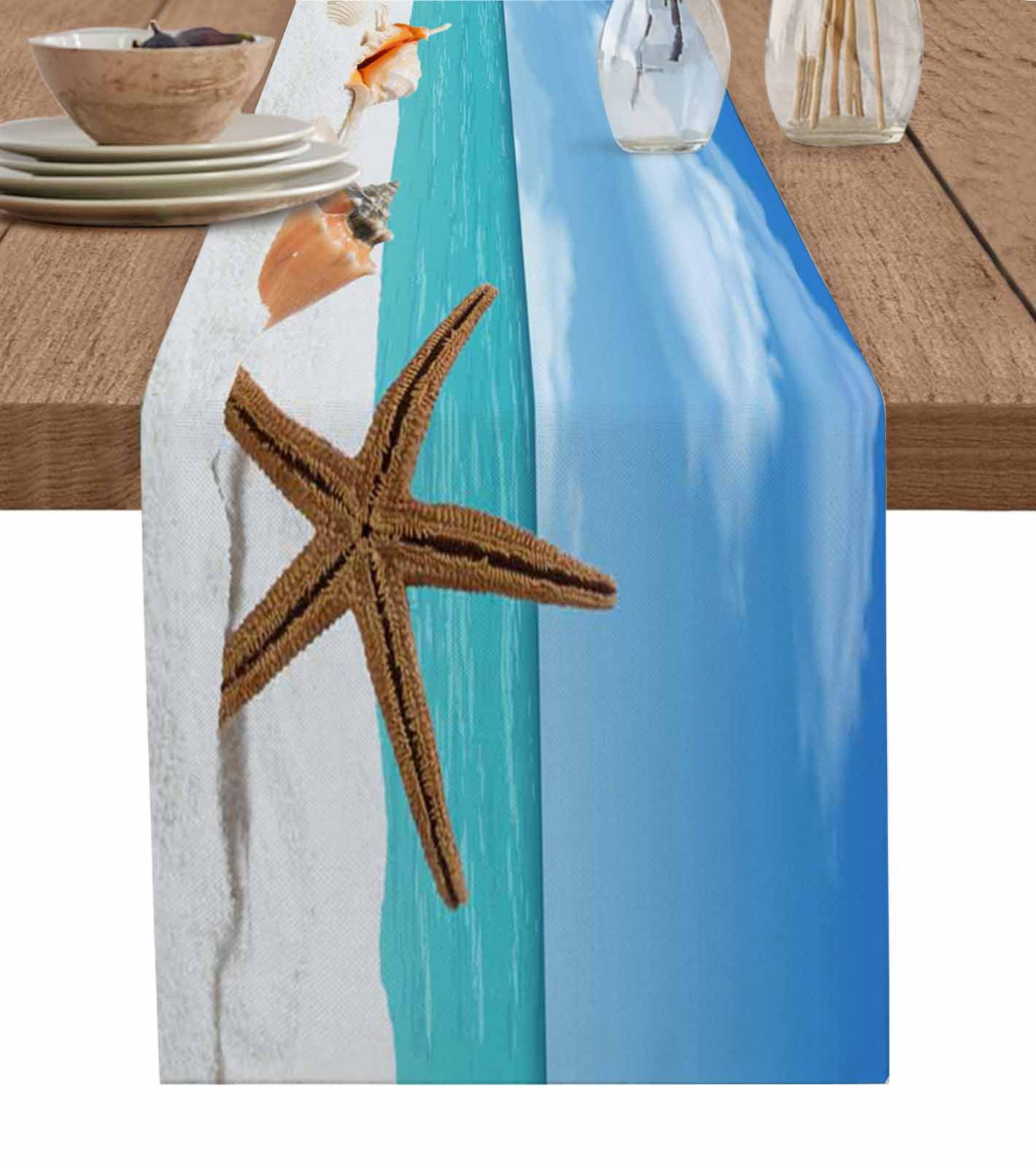 Beach Shells Star Table Runner Wedding r Table Cover ration Holiday ...