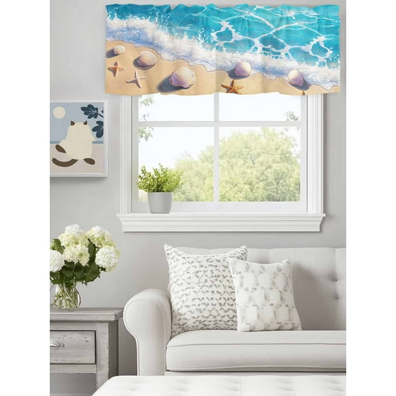 Beach Shells Starfish Summer Ocean Valances for Windows,Rod Pocket ...