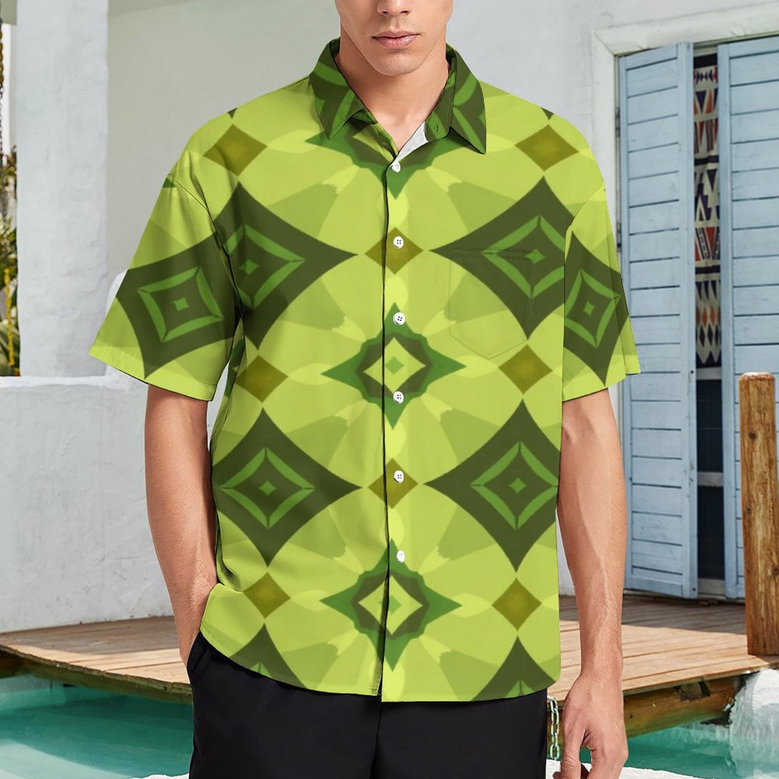Beach Shirt Amond Pattern Man Retro Casual Shirts - Walmart.com