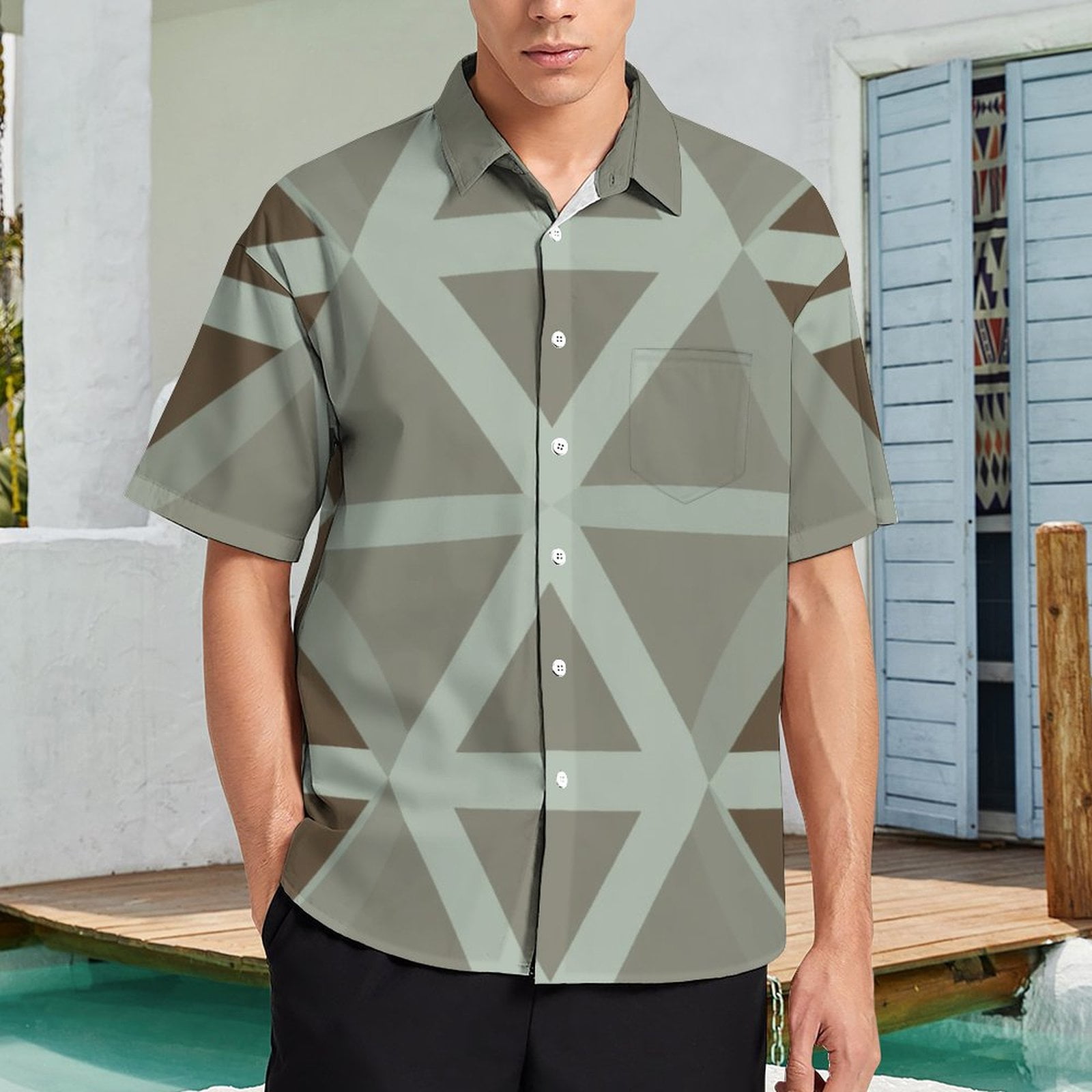 Beach Shirt Casual Shirts Abstract Geometric Triangle Pattern Design ...