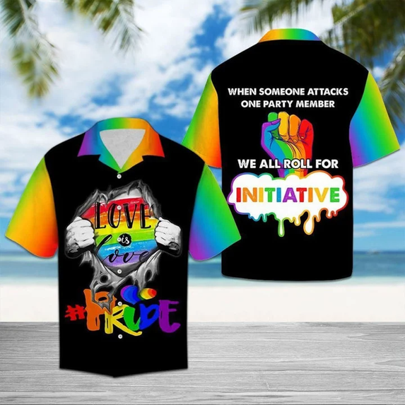 Beach Shirt Lgbt Hawaiian Shirt When Someone Attacks One Party Member ...