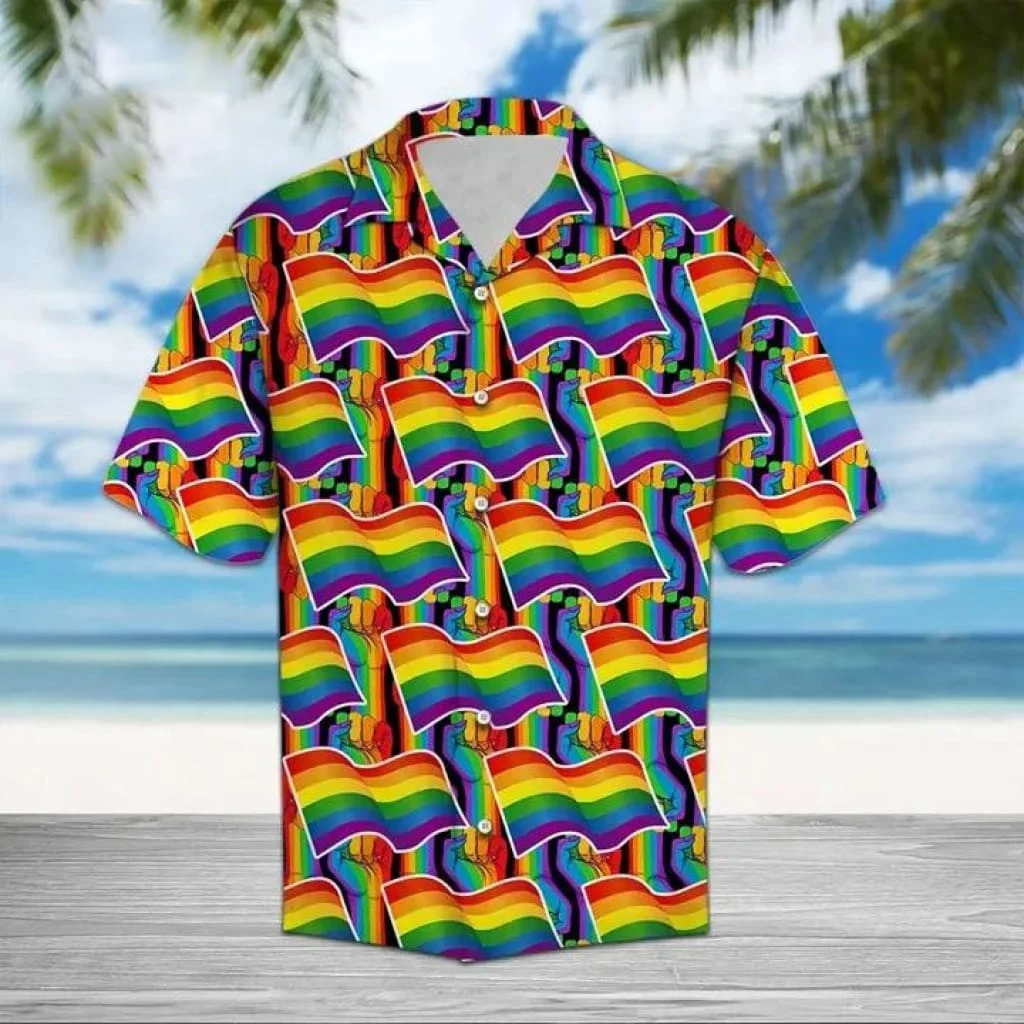 Beach Shirt Lgbt Pride Hawaiian Shirt Lgbt Flag Pattern Hawaii, Rainbow ...