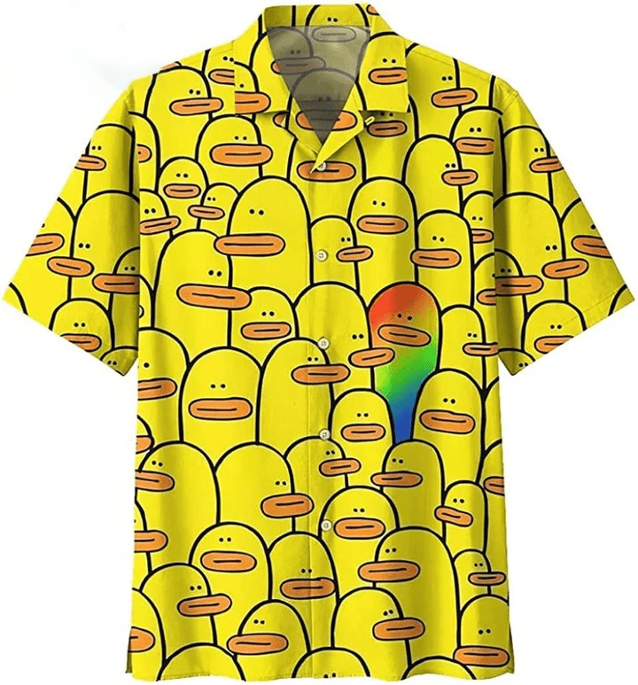 Beach Shirt Yellow Duck LGBTQ Hawaiian Shirt Funny Duck Hawaii Shirts ...