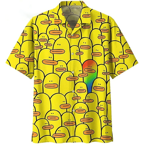 Beach Shirt Yellow Duck LGBTQ Hawaiian Shirt Funny Duck Hawaii Shirts ...