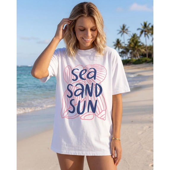 Beach Shirt for Women, Sea Sand Sun Summer Vacation Graphic Tee ...