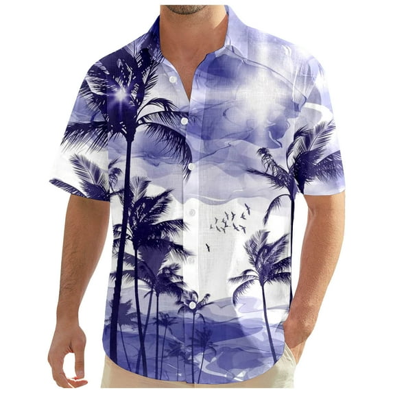 Beach Shirts For Men 3D Digital Print Button Down Holiday Casual ...