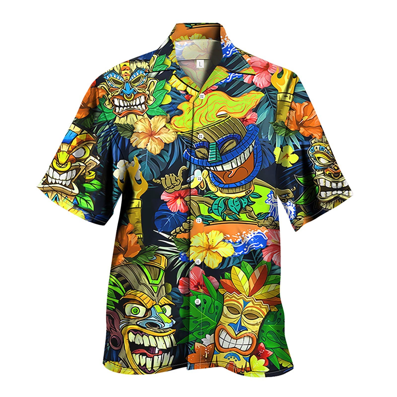 Beach Shirts For Men 3D Printed Short Sleeve Button Down Shirts Casual ...